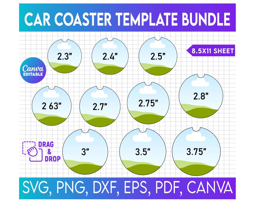 Car Coaster Canva Template Bundle, Blank Car Canva Template ...