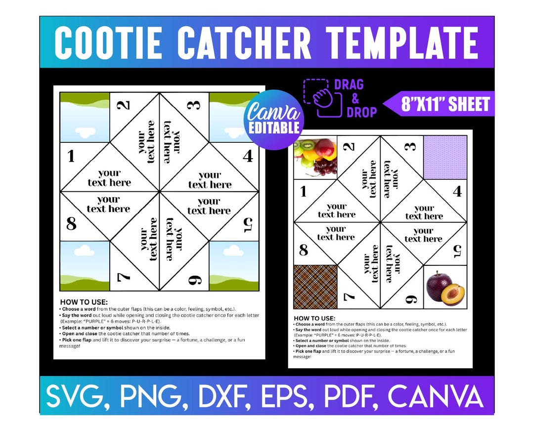 Cootie Catcher Template, Blank Cootie Catcher Template, Printable ...