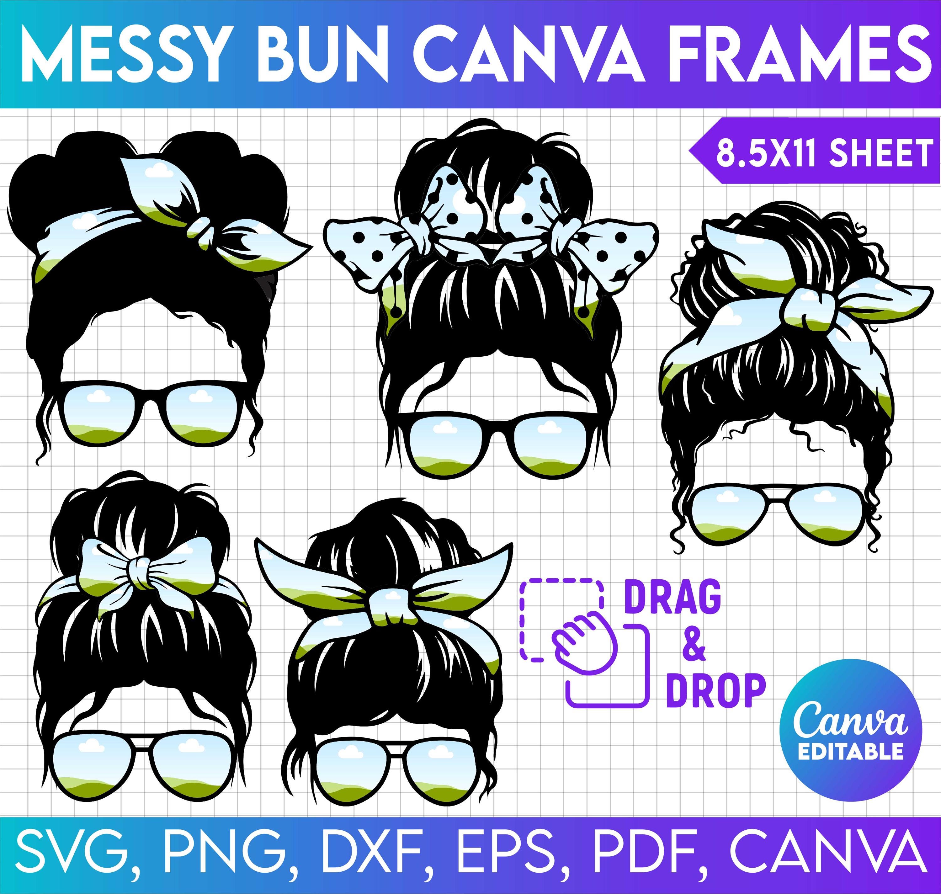 Messy Bun Canva Frames, Fill Your Own Messy Bun, Add Your Own Pattern ...