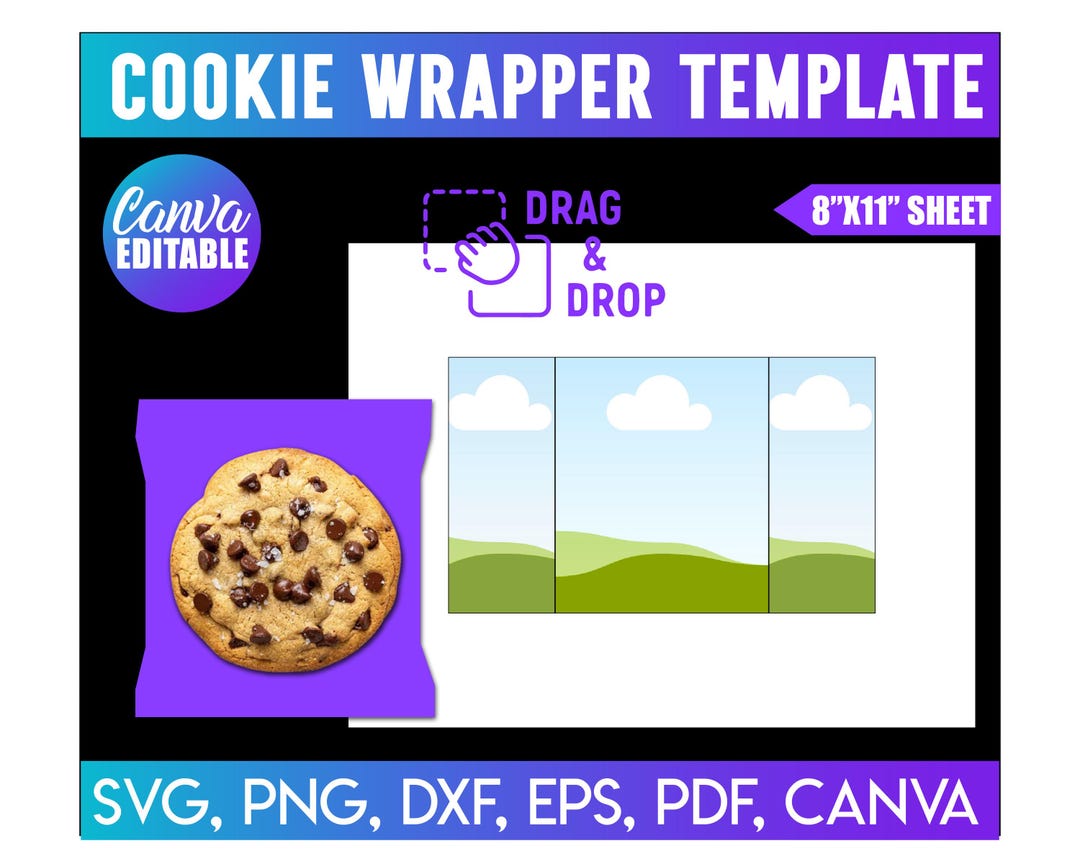 Cookie Wrapper Template, Christmas Cookies Wrapper Template, Cookie Bag ...