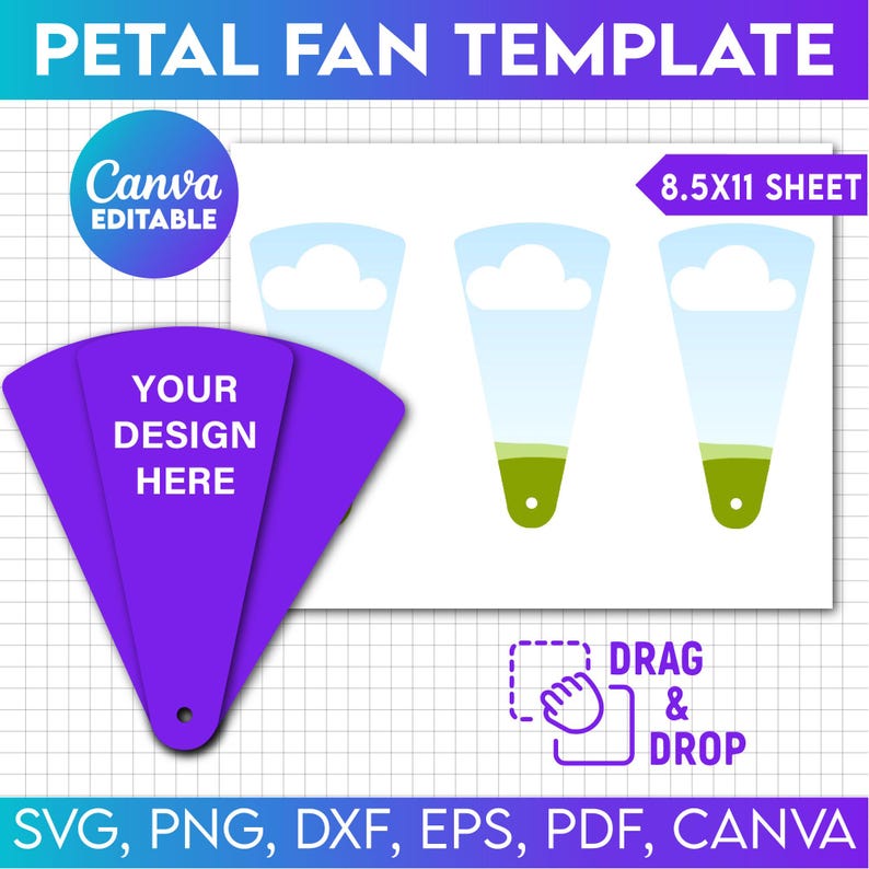 Petal Fan Template Svg, Blank Fan Template, Wedding Petal Fan, Png ...