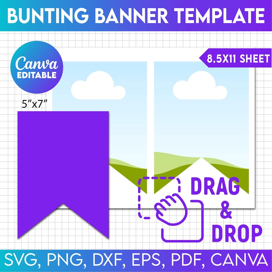 Bunting Banner Template, Banner Flag Template, Bunting Banner SVG ...