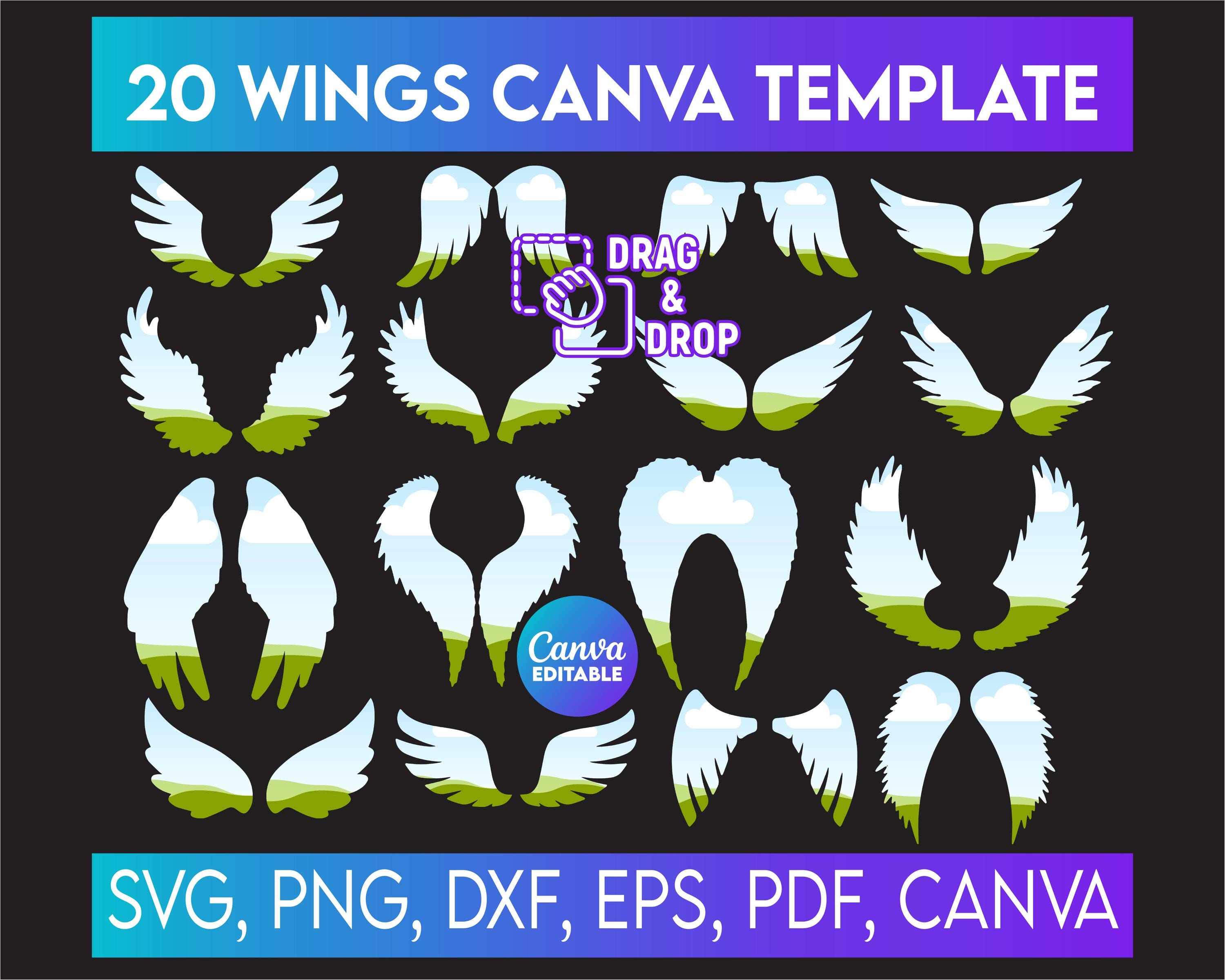 Angel Wings Canva Frames, Design Your Own Angel Wings on Canva, Wings ...