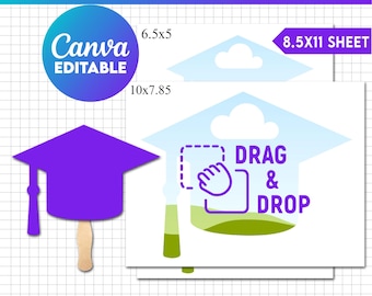 Graduation Fan Template, Canva Graduation Paddle Fan, Graduation Fan ...