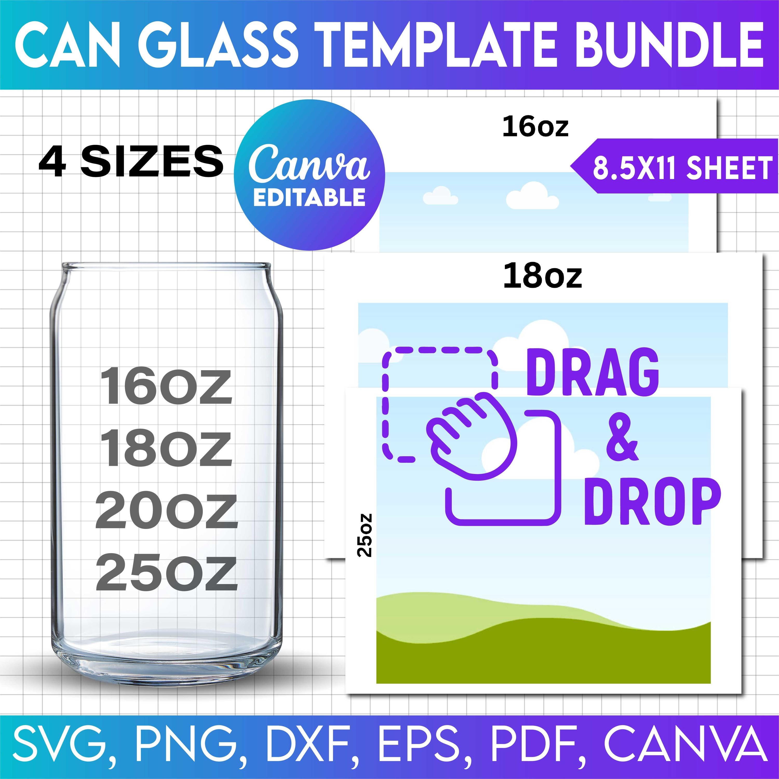 Can Glass Template Bundle , 16 Oz, 18 Oz, 20 Oz Libbey Glass Wrap ...