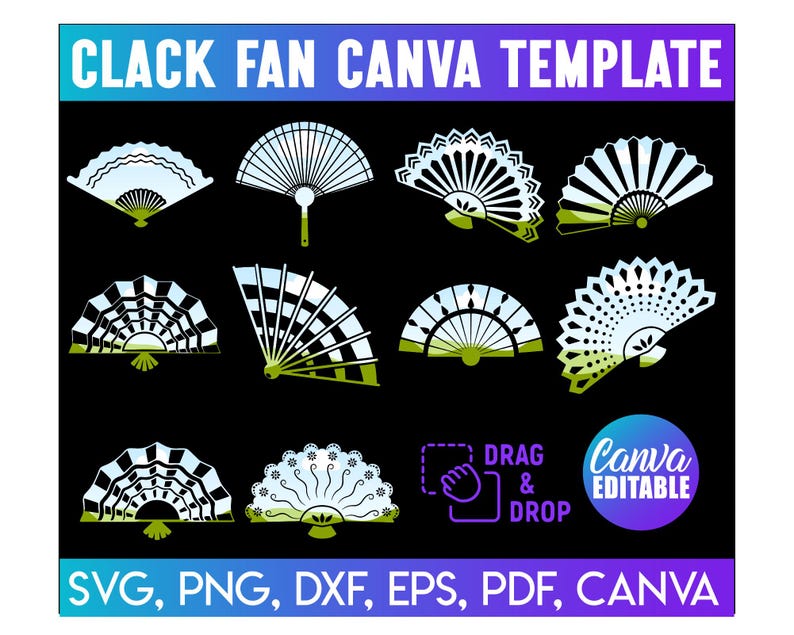 10 Clack Fan Template Canva, Drag and Drop Fan Template Bundle, DIY ...