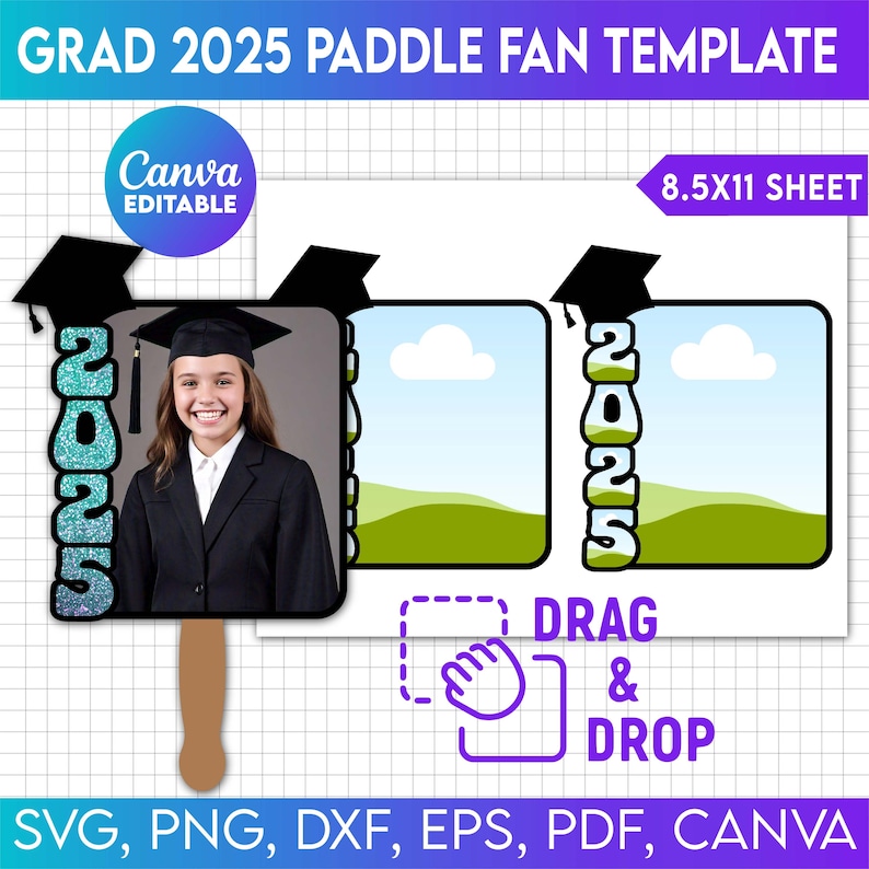 Graduation Fan 2025 Template, Grad Paddle Fan Template, Custom Grad Fan ...