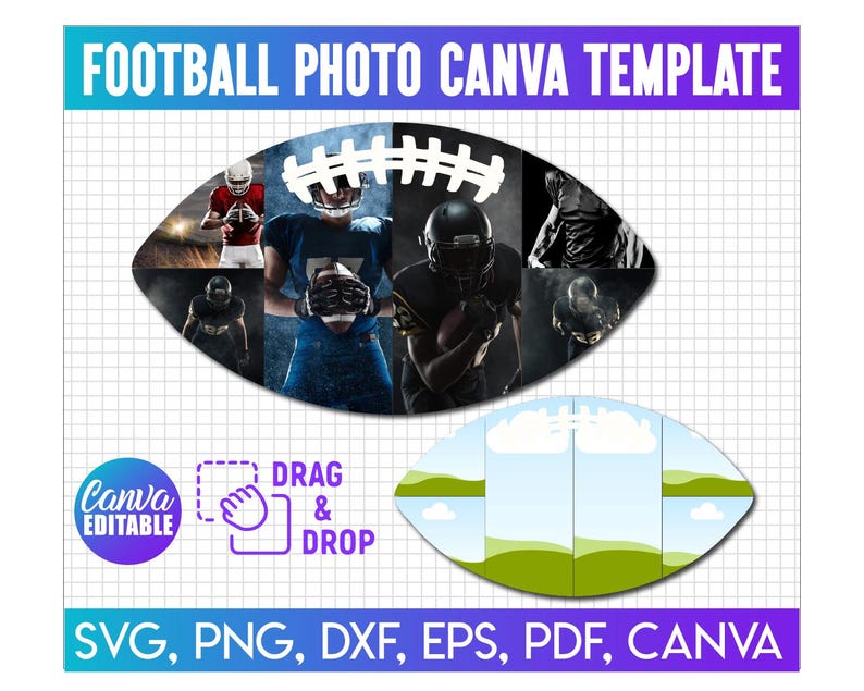 Custom Football Template, Ruddy Photo Collage Canva Template, Canva ...