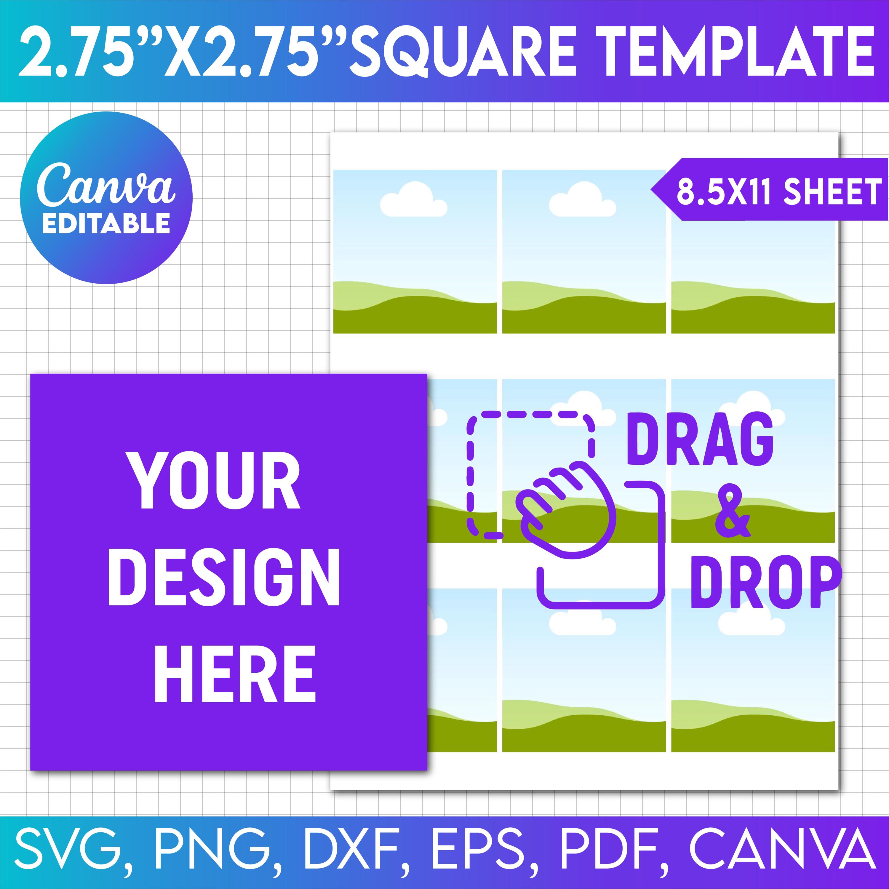 Square Template, 2.75 X 2.75 Square Template, Square Sticker Template ...