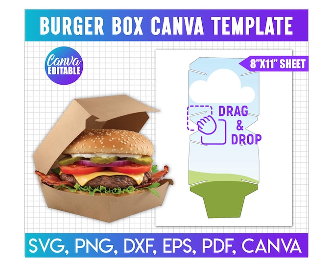 Burger Box SVG Template, Cheeseburger Box Template, Cricut Cut Files ...