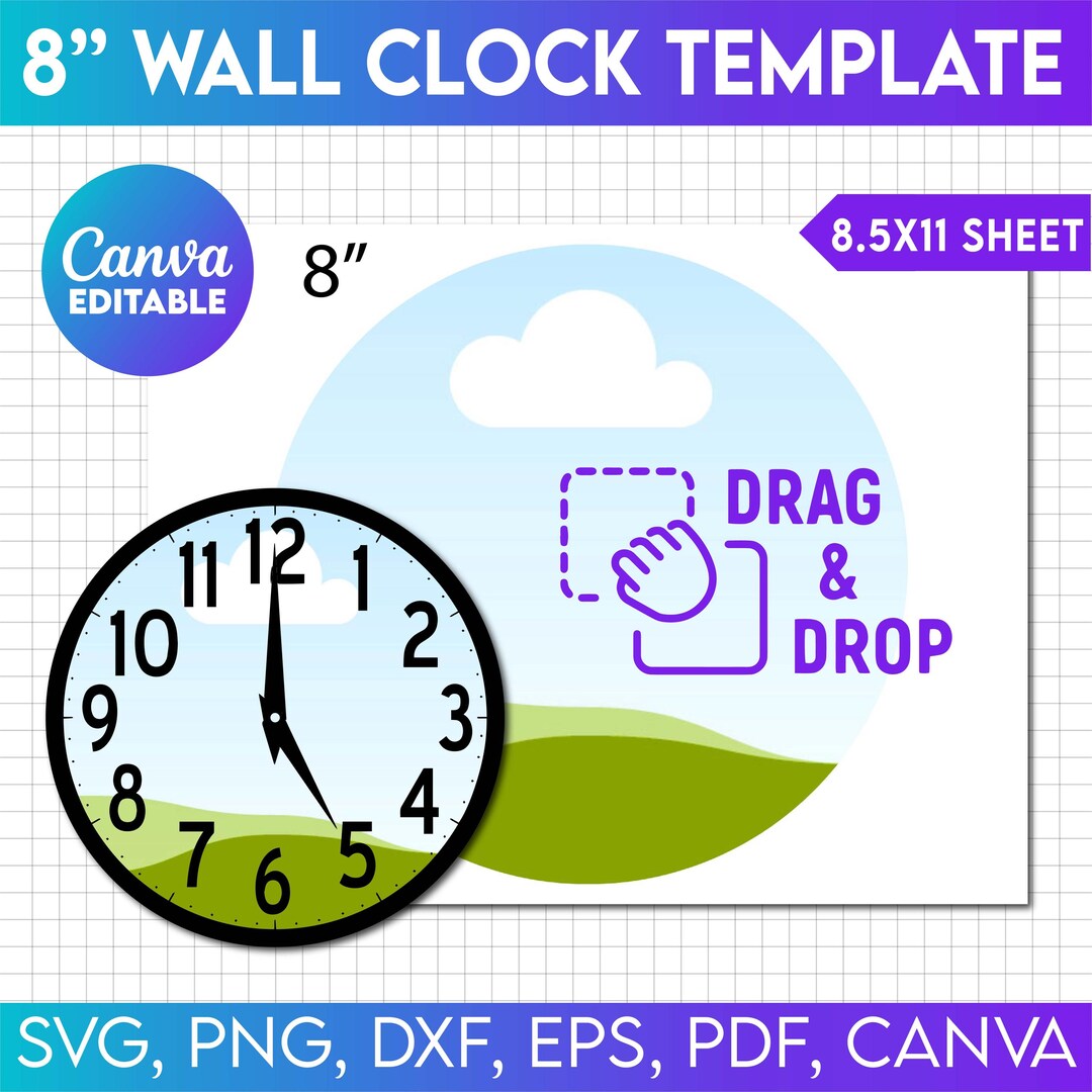 Clock Sublimation Template, Wall Clock Template, Clock Template, Round ...