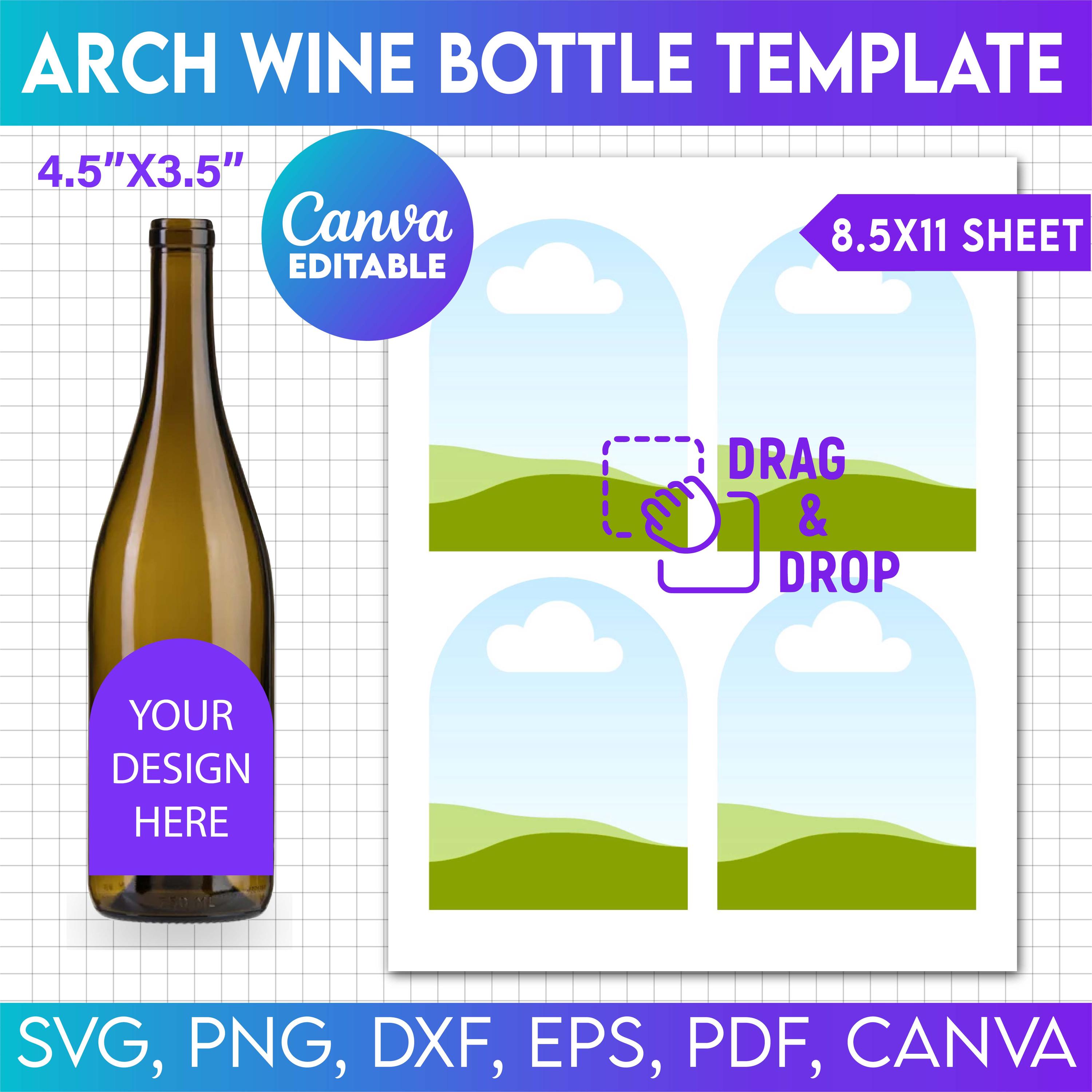 Arch Wine Bottle Template, Png, Svg, Dxf, Eps, Label, Wrap, Canva ...