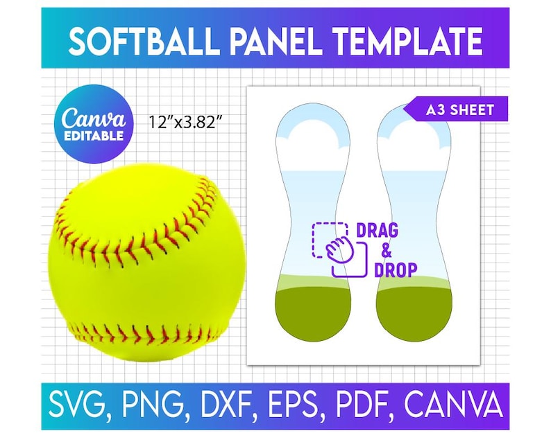 Softball Panel Template Svg, Blank Softball Panel Template, Photo ...