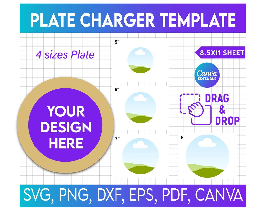 Plate Charger 4 Sizes Canva Template, Round Charger Template, Round ...