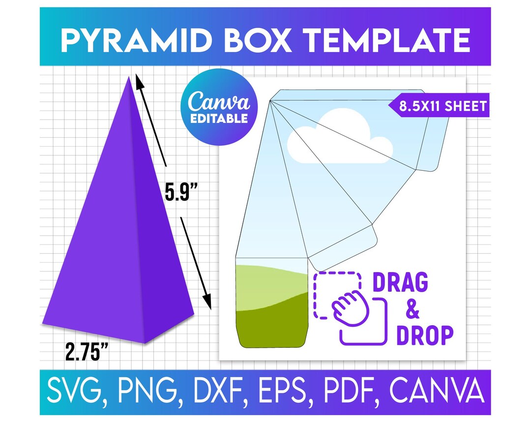 Pyramid Box Template, Pyramid Box Svg, Party Favor, DIY, Canva Editable ...
