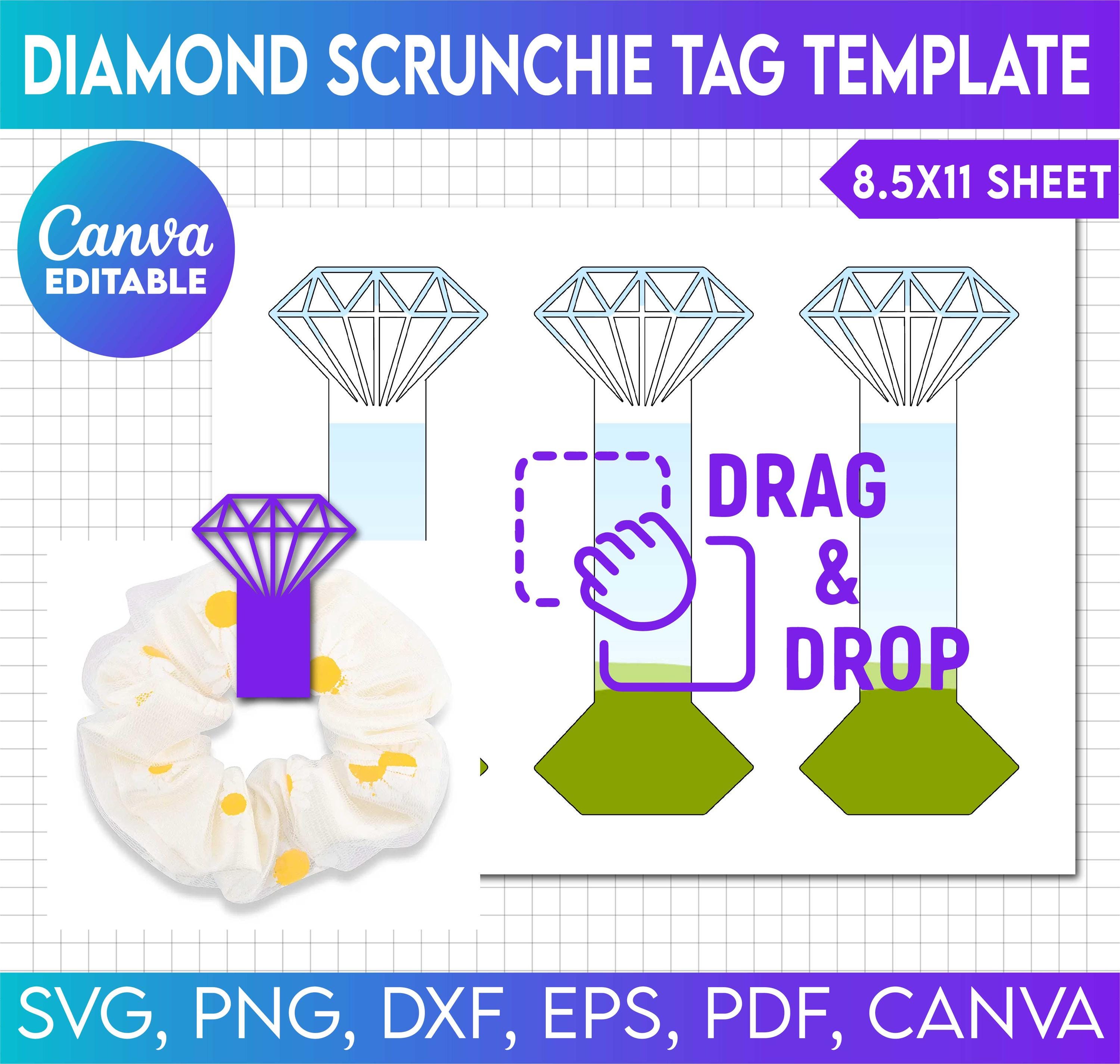 Diamond Scrunchie Tag Template, Canva Editable, Silhouette, Sublimation ...