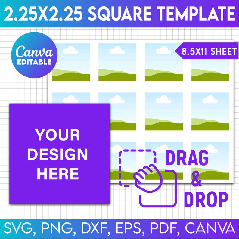 Square Template, 2.25 X 2.25 Square Template, Square Sticker Template ...