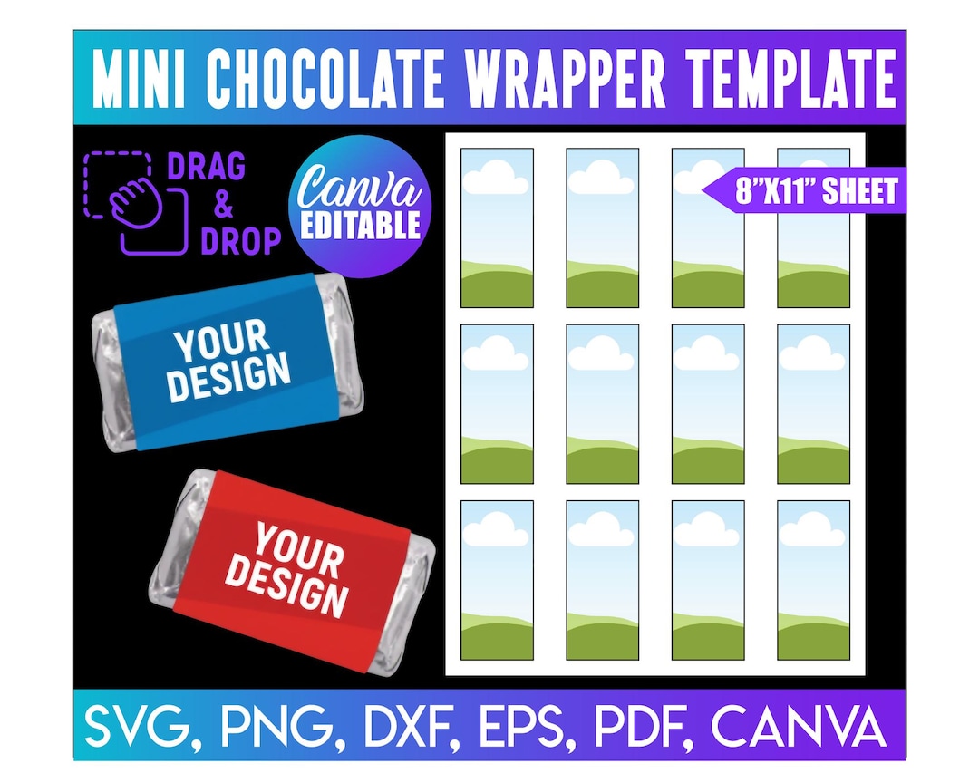 Mini Chocolate Wrapper Template, Candy Bar Wrapper Svg, Mini Candy ...