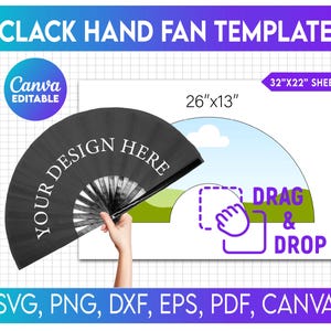 Clack Fan Editable Canva Template, Hand Fan Sublimation Template ...