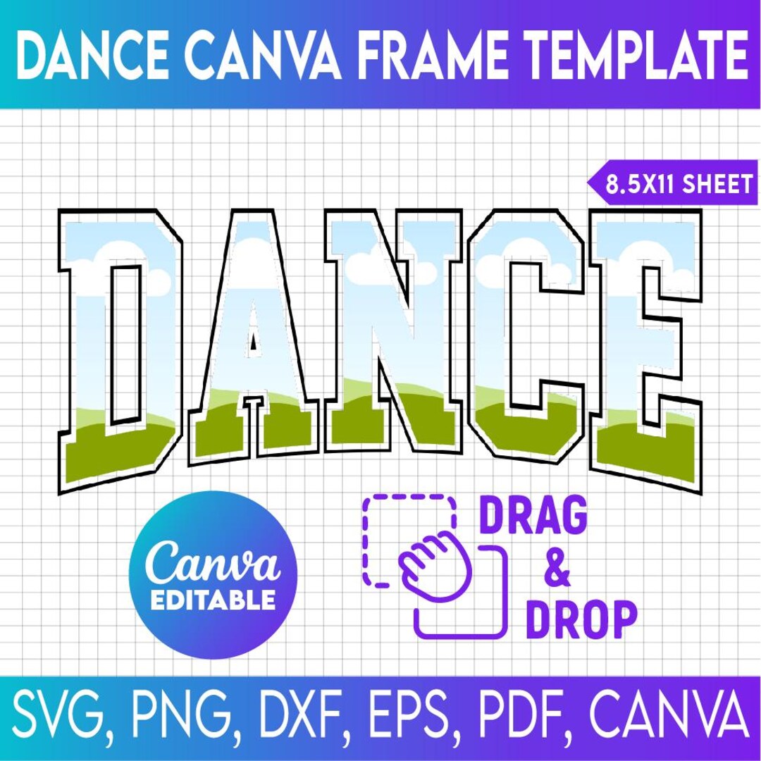 Dance Varsity Canva Frame, Curved Dance Design, Dance Svg Png Easy Drag ...