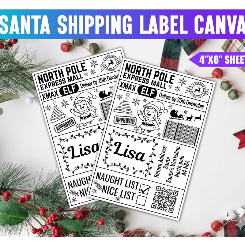 Santa Labels - Etsy
