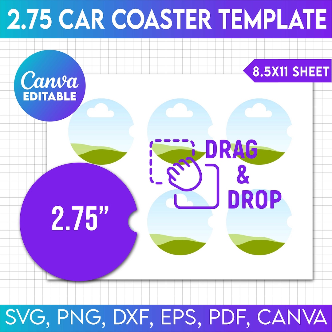 2.75" Car Coaster Template, Editable Canva Car Cup Coaster Template ...