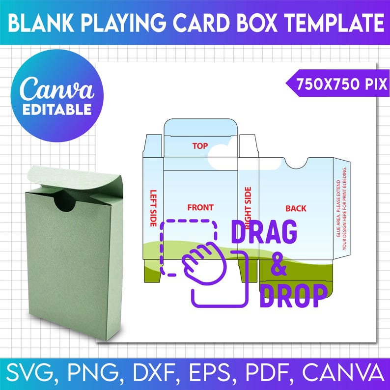 Blank Playing Card Box Template Svg, Poker Card Box Template, Box Svg ...