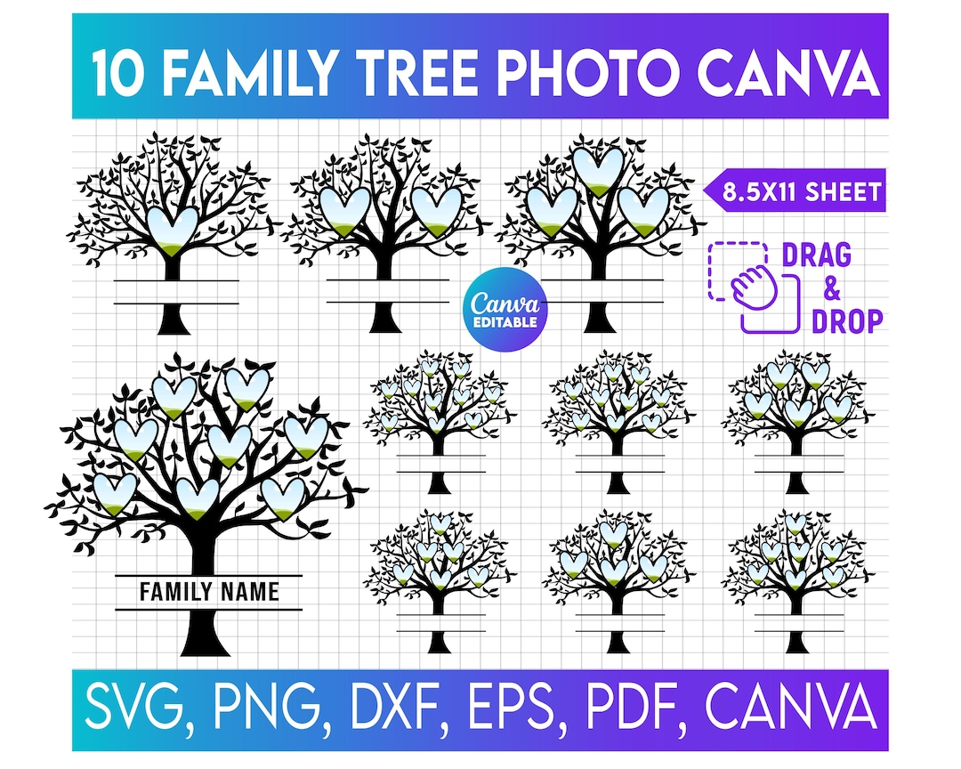 Family Tree Canva Frames, Family Tree Photo Collage Canva Editable ...