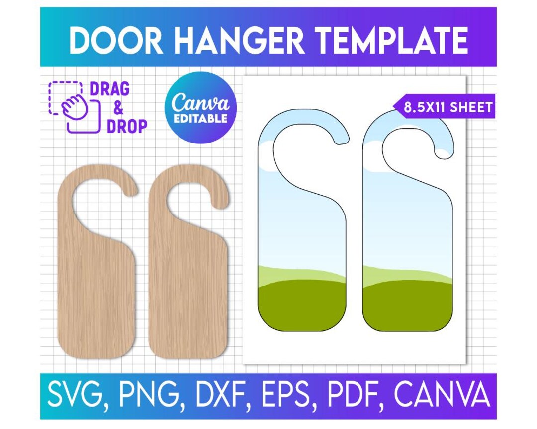 Door Hanger Template, Door Hanger Svg, Hanger Template, Doorknob ...