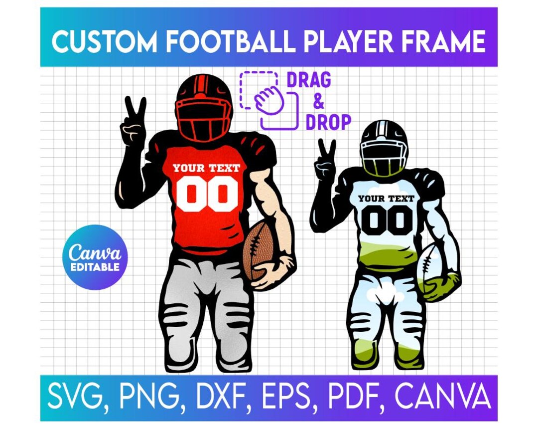American Football Editable Canva Frame, Canva Football Player Templates ...