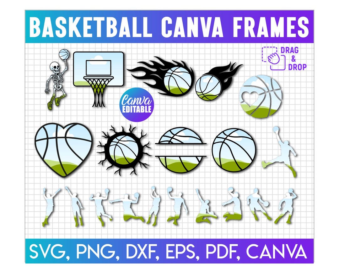 20 Basketball Canva Editable Frame, Basketball Canva Template Bundle ...