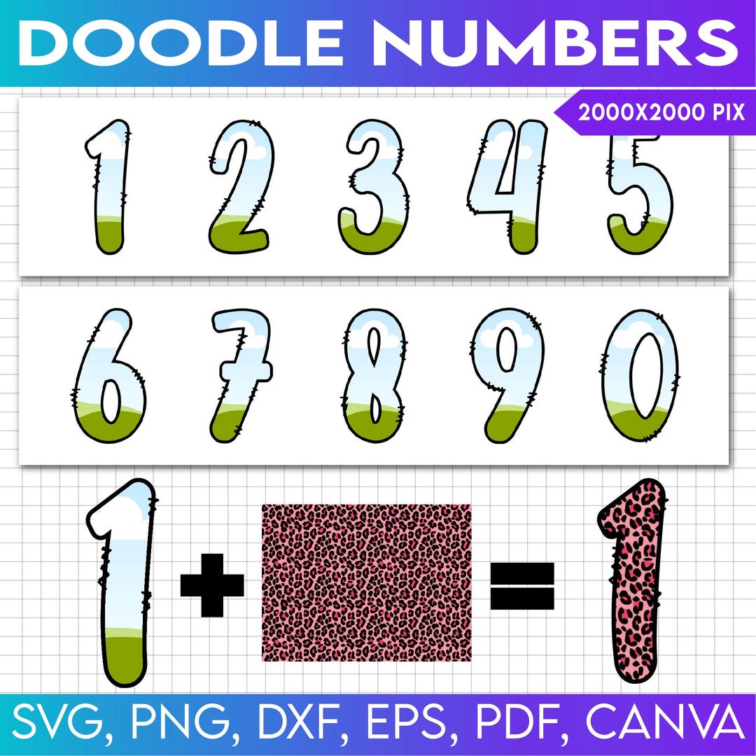 Canva Doodle Number Frame Template, Doodle Letters Template, Doodle ...