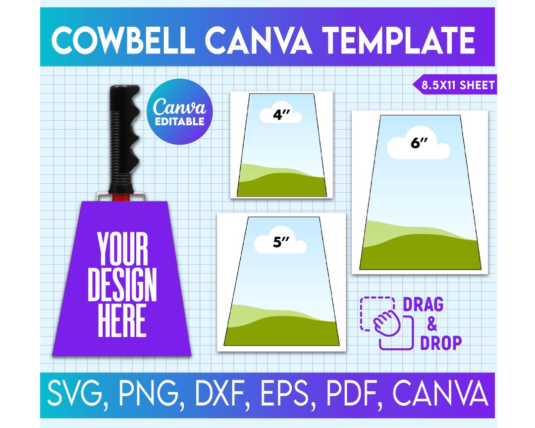 Cowbell Template Frame, Drag and Drop Cowbell Template, Digital Cowbell ...