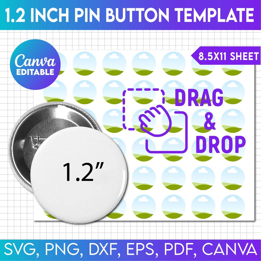 1.2 Inch Button Pin Template, Canva Editable Pin Button Template ...
