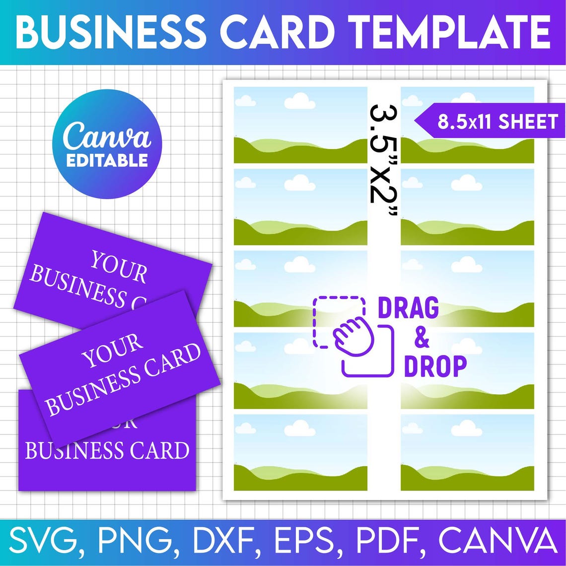 Business Card Canva Template Svg, Business Card Template, Business Card ...