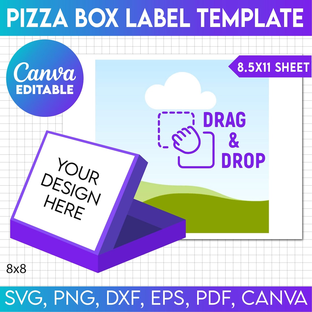 Pizza Box Label Template, Blank Pizza Box Svg Template, DIY Label ...