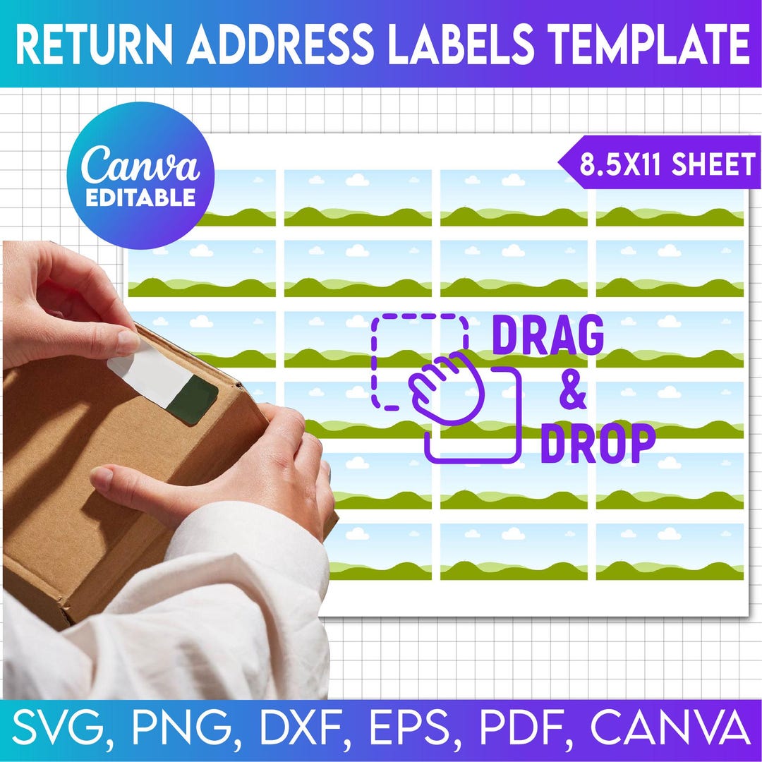 Return Address Labels Template, Standard Address Template, Canva ...