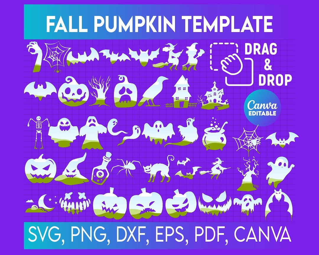 Halloween Canva Frames Bundle, Retro Skeleton, Autumn Spooky Season Svg ...
