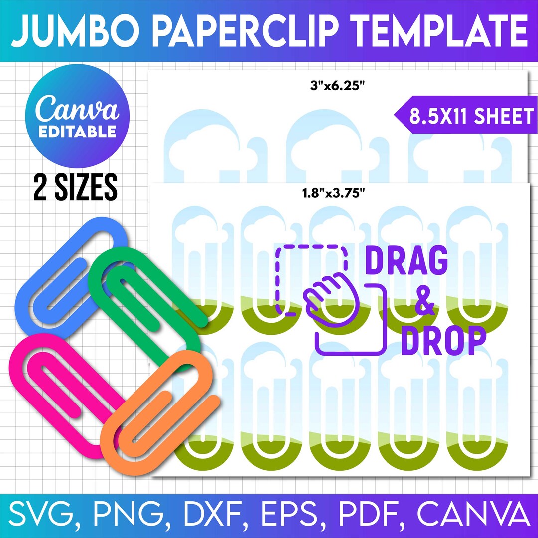 Jumbo Paper Clip Template, Paper Clip Cut File, Paper Clip Svg, Paper ...