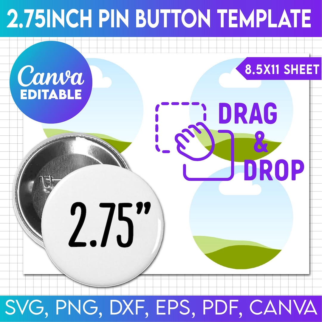 2.75" Button Pin Template, Button Pin Svg, Button Pin Blank ...