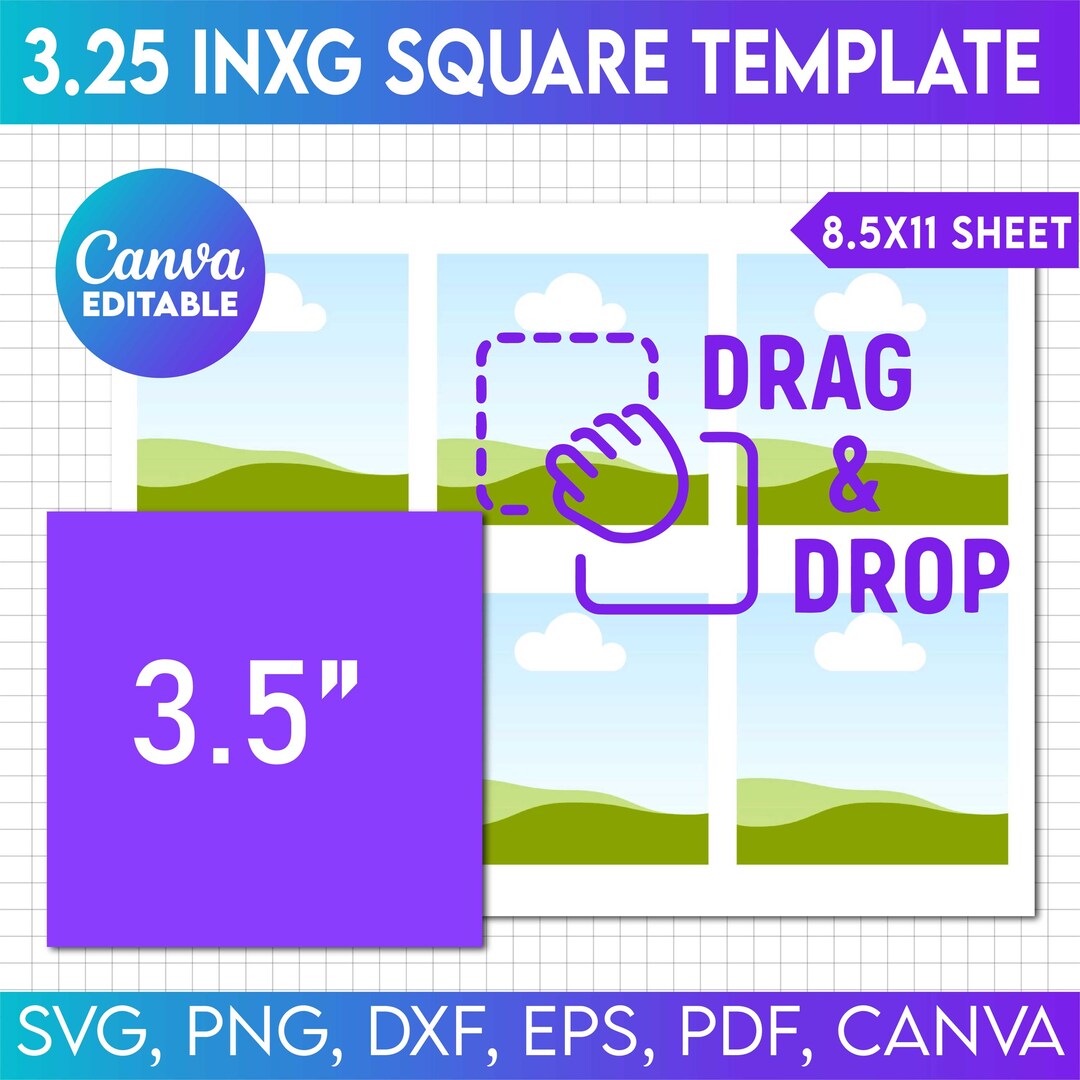 Square Template, 3.5inch Square Template, Square Sticker Template ...
