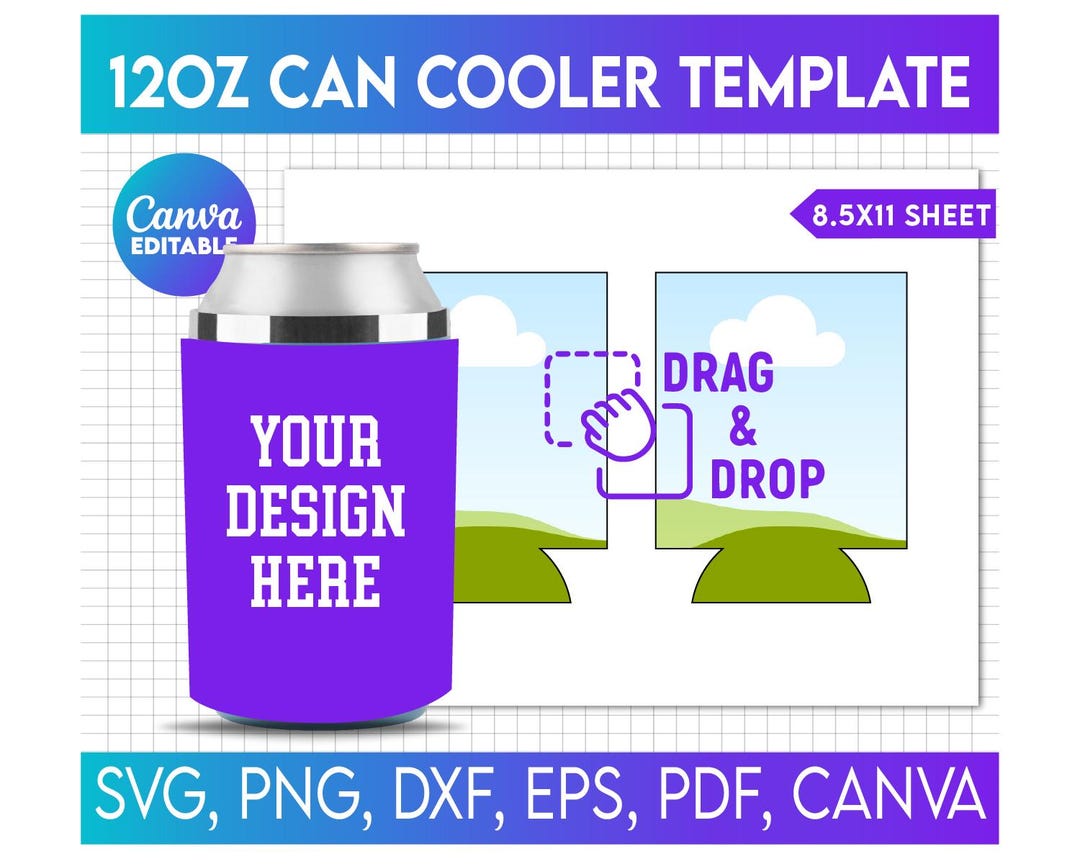 12oz Can Cooler Template, Blank Template for Sublimation, Bottle Cooler ...