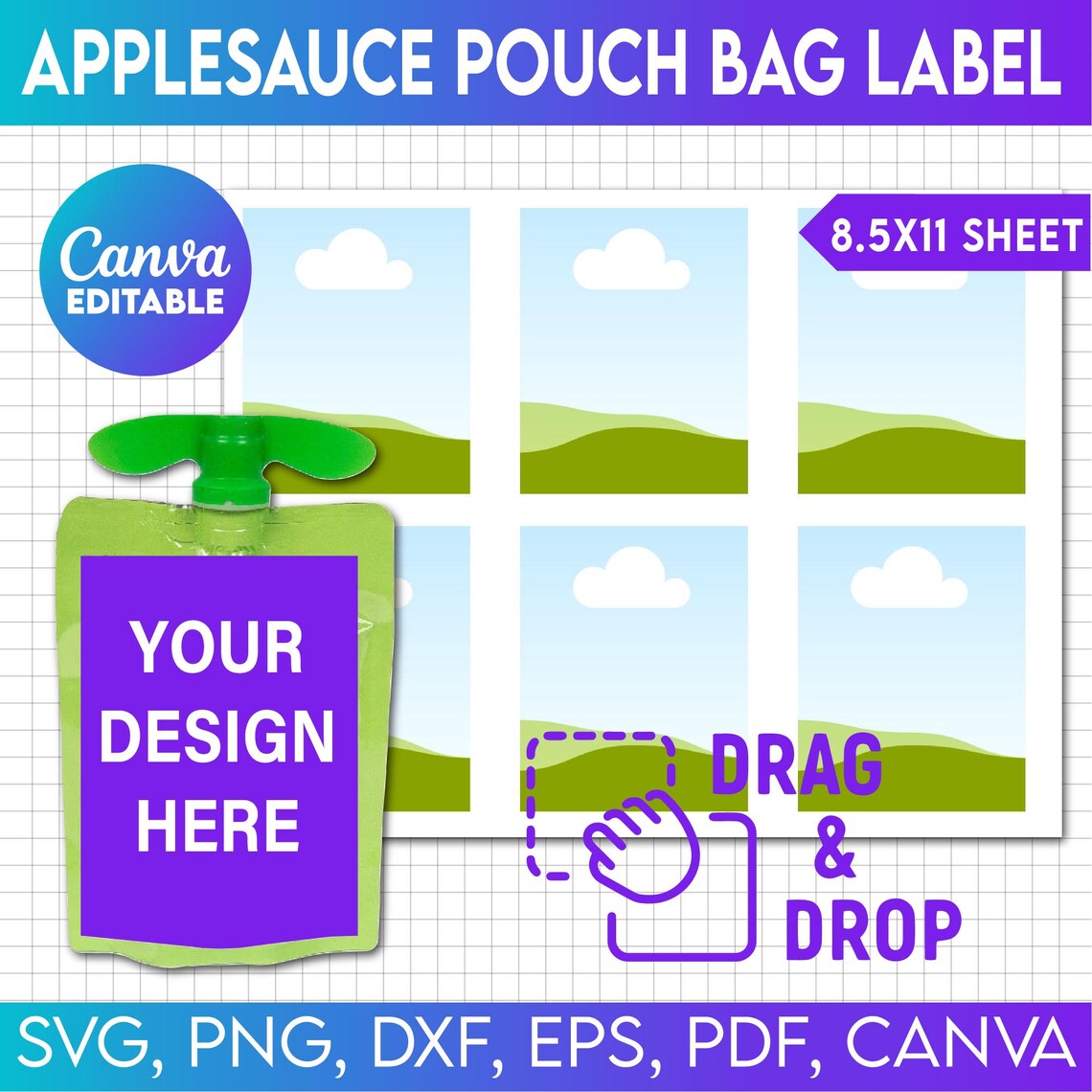 Applesauce Pouch Bag Label Template, Pouch Label Template, Juice Pouch ...
