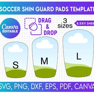 Soccer Shin Guard Pads Template Bundle, Personalised, Kids, Teenager ...