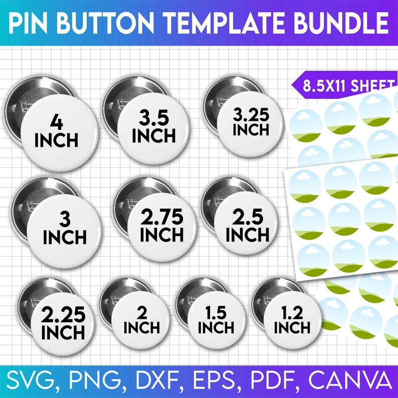 Button Pin Template Bundle, Button Pin Svg, Pinback Buttons, Canva ...
