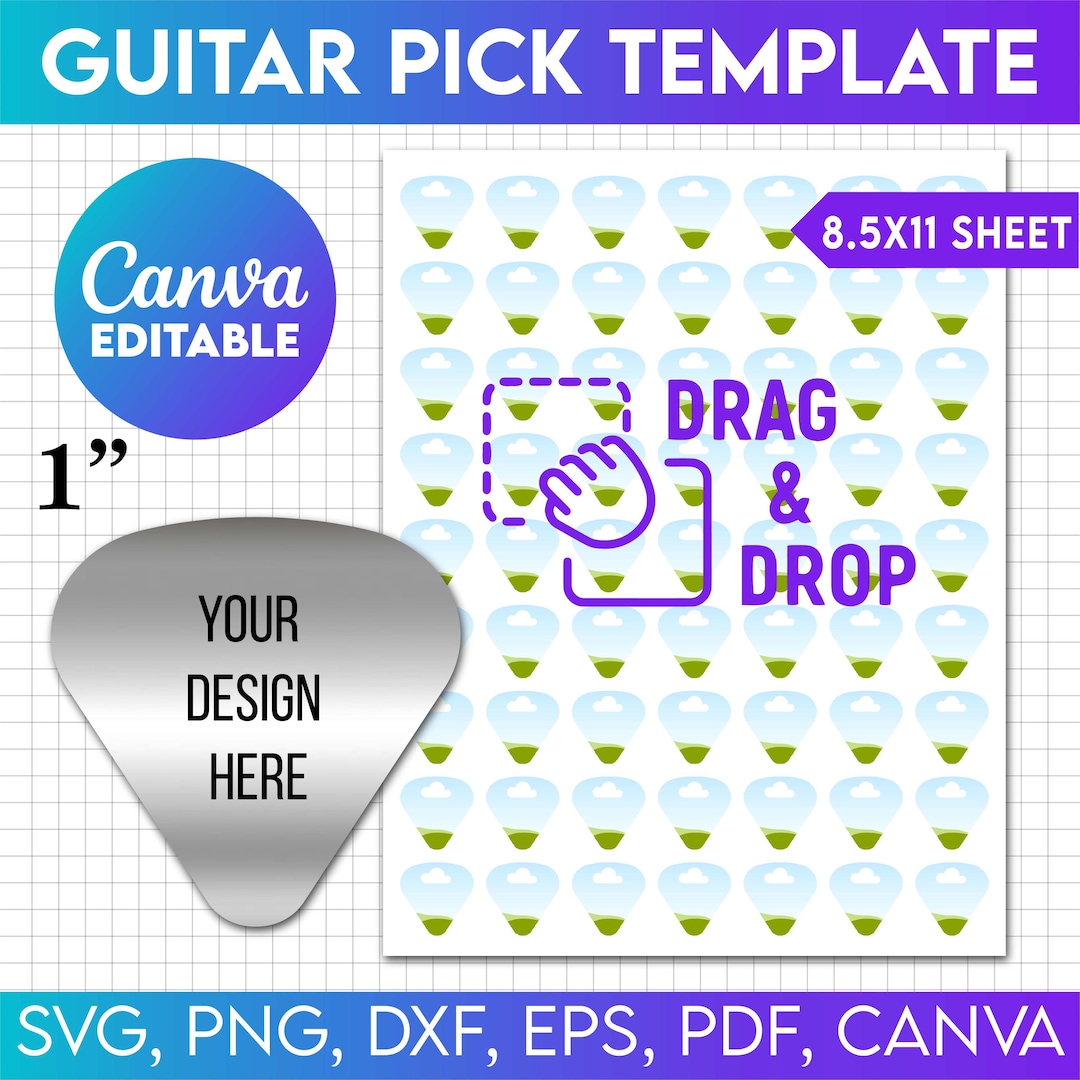 Guitar Pick Template, Guitar Pick Svg, Guitar Pick Cut File, Canva ...