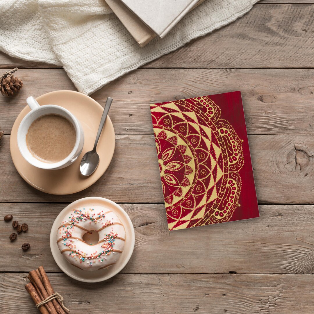 Hardcover Journal Royal Dark Red Mandala Notebook Bohostationery ...
