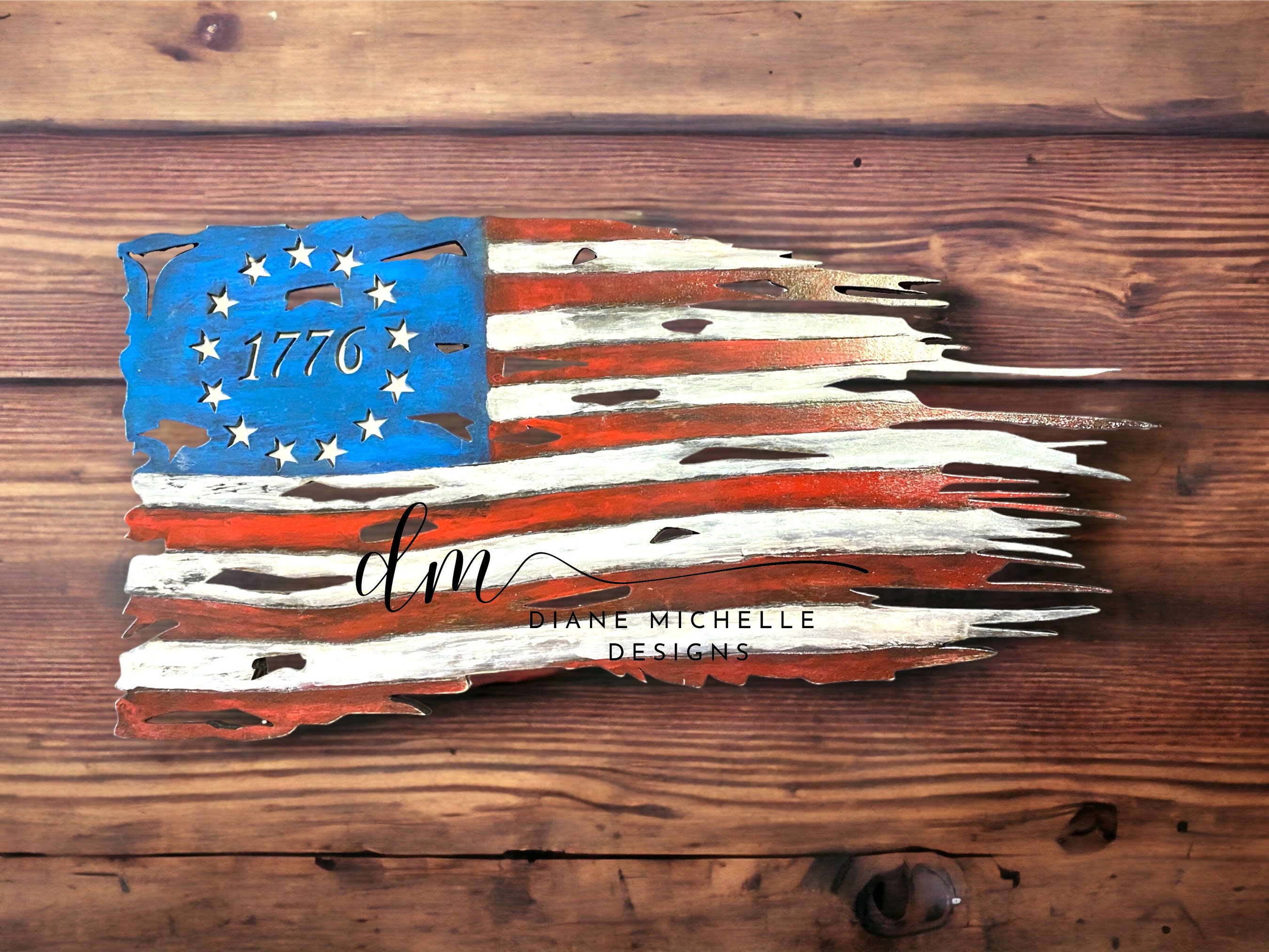 Distressed Laser Cut 1776 Flag - Etsy