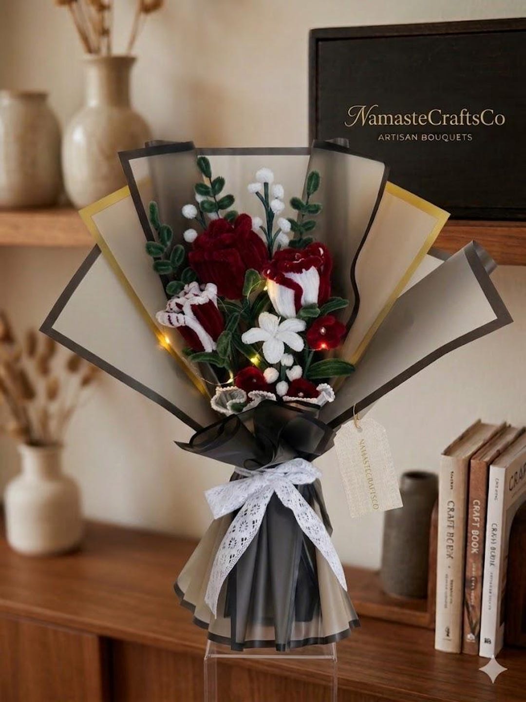 Handcrafted Fuzzy Wire Rose Bouquet, Everlasting Floral Gift - Etsy