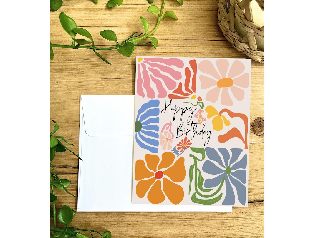 Birthday Card / Happy Birthday / Funky Flower Birthday Card - Etsy